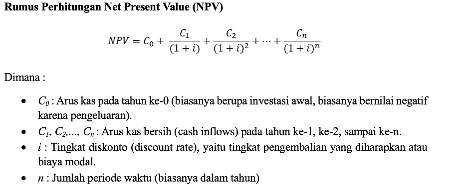 Analisis Kelayakan Investasi Menggunakan Metode Net Present Value (NPV)