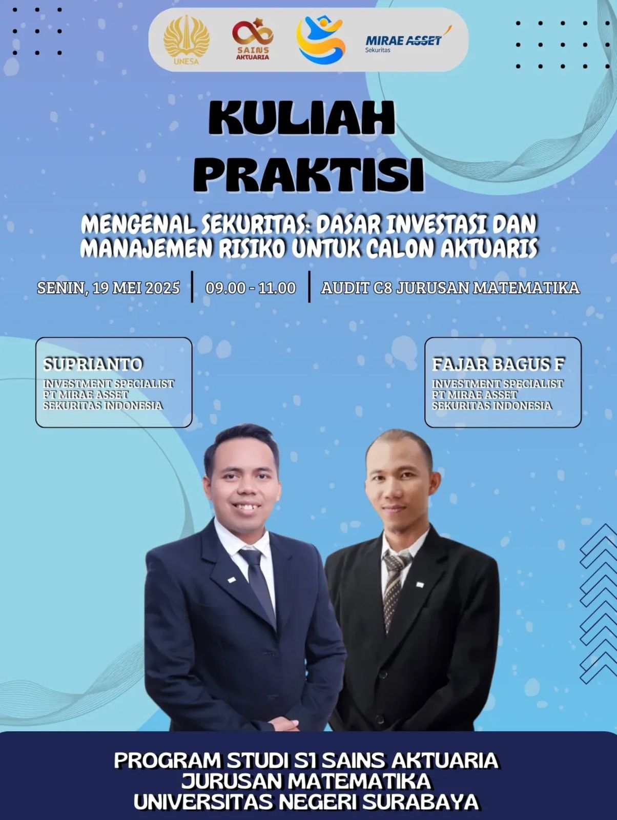 Kuliah Praktisi: Mengenal Sekuritas, Dasar Investasi, dan Manajemen Risiko untuk Calon Aktuaris