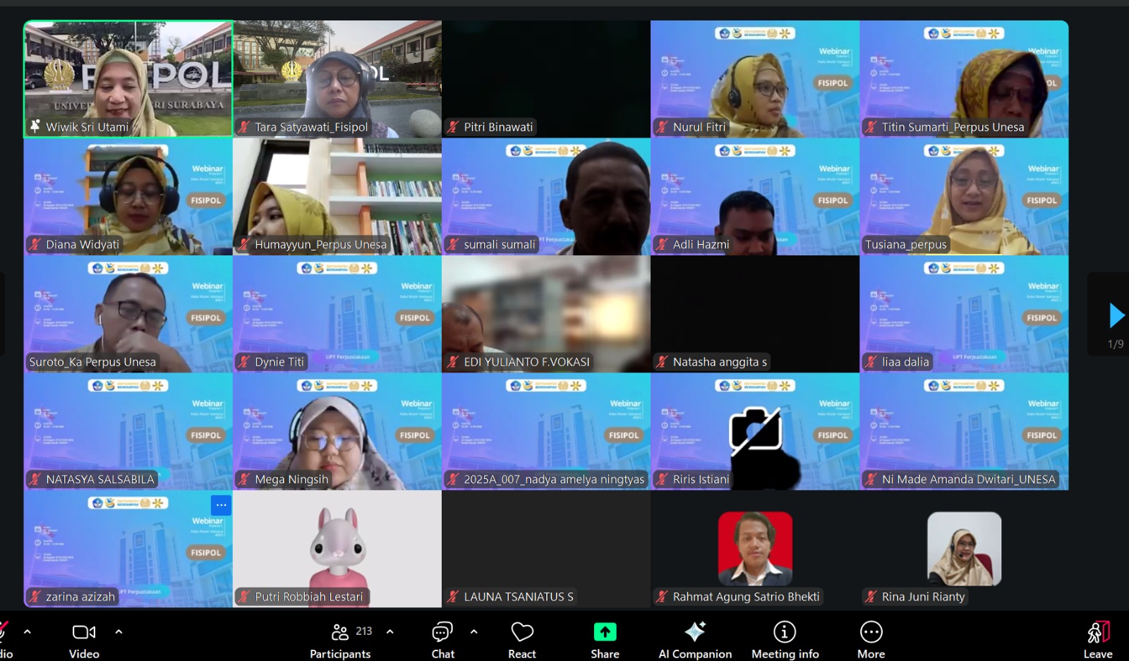 FISIPOL UNESA Tuan Rumah Webinar Perpus Muter Kampus #001