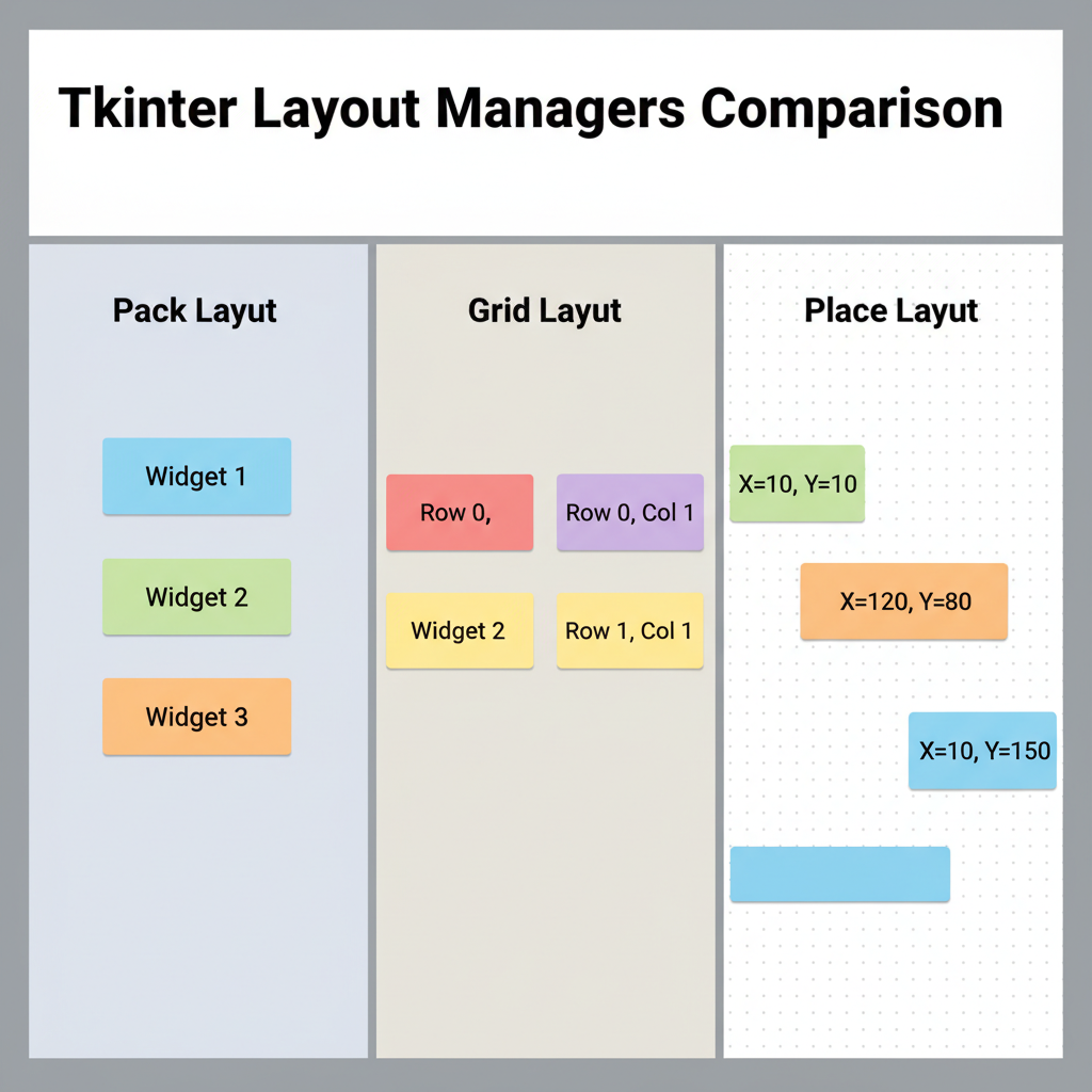Mengatur Tata Letak di Tkinter: Pack, Grid, dan Place