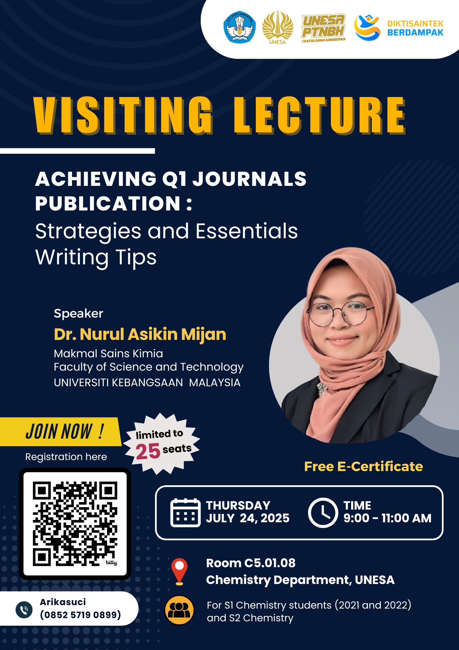 Visiting Lecture "Achieving Q1 Journals Publication: Strategies and Essentials Writing Tips"