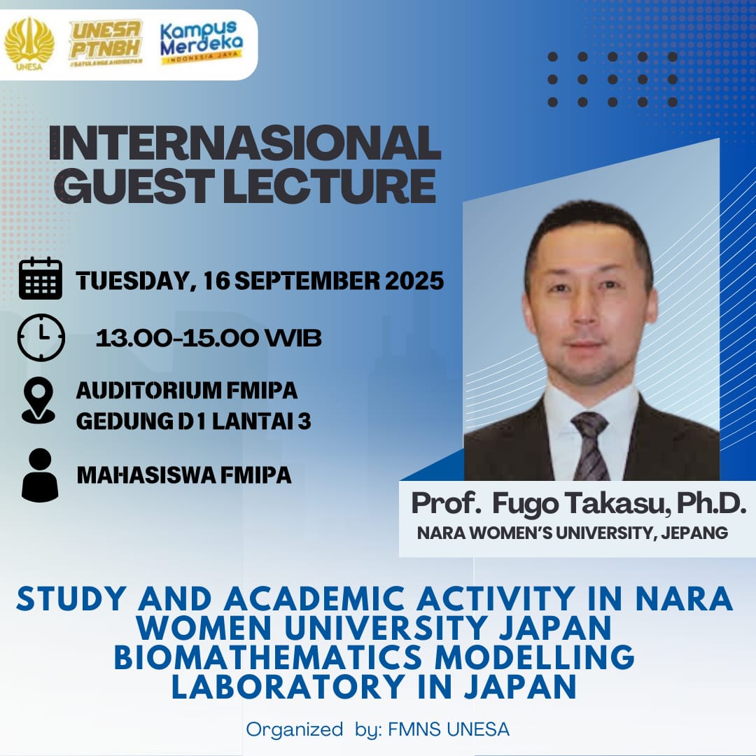 Fugo Takasu Beri Kuliah Tamu Internasional di Universitas Negeri Surabaya: Bahas Biomathematics ...
