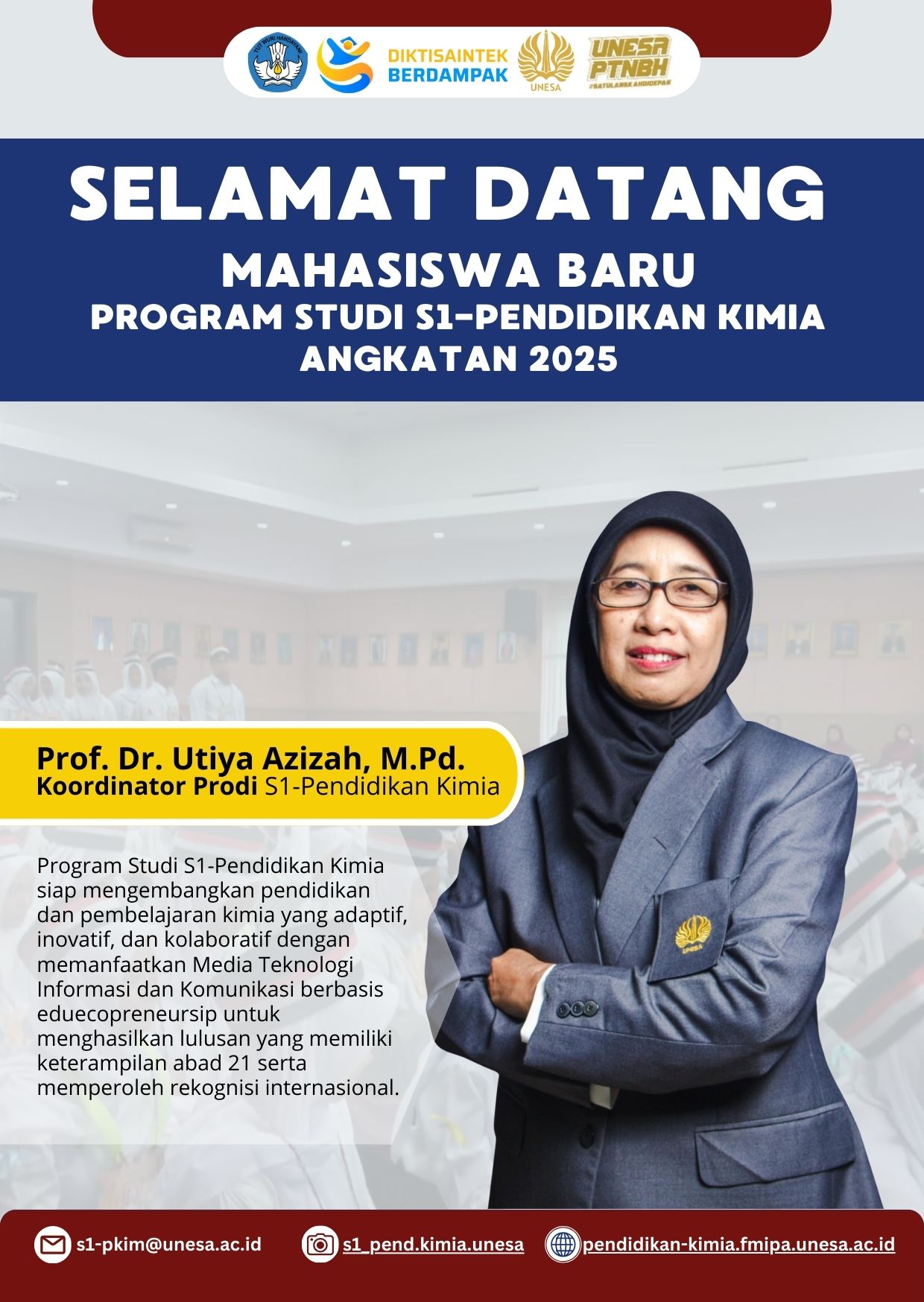 Selamat Datang Mahasiswa Baru Angkatan 2025 Program Studi S1 Pendidikan Kimia UNESA