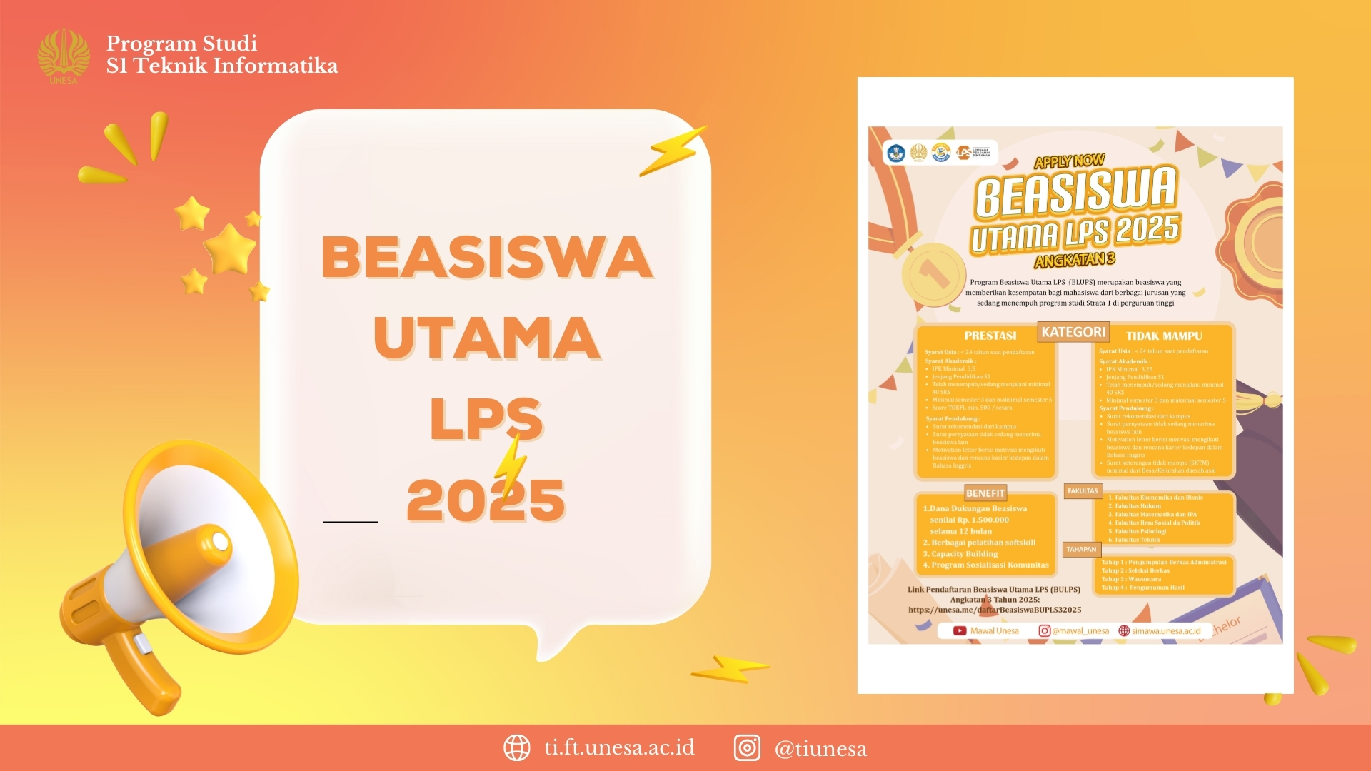 Program Beasiswa Utama LPS (BUPLS) 2025 Angkatan 3 – Kesempatan Emas untuk Mahasiswa TI!