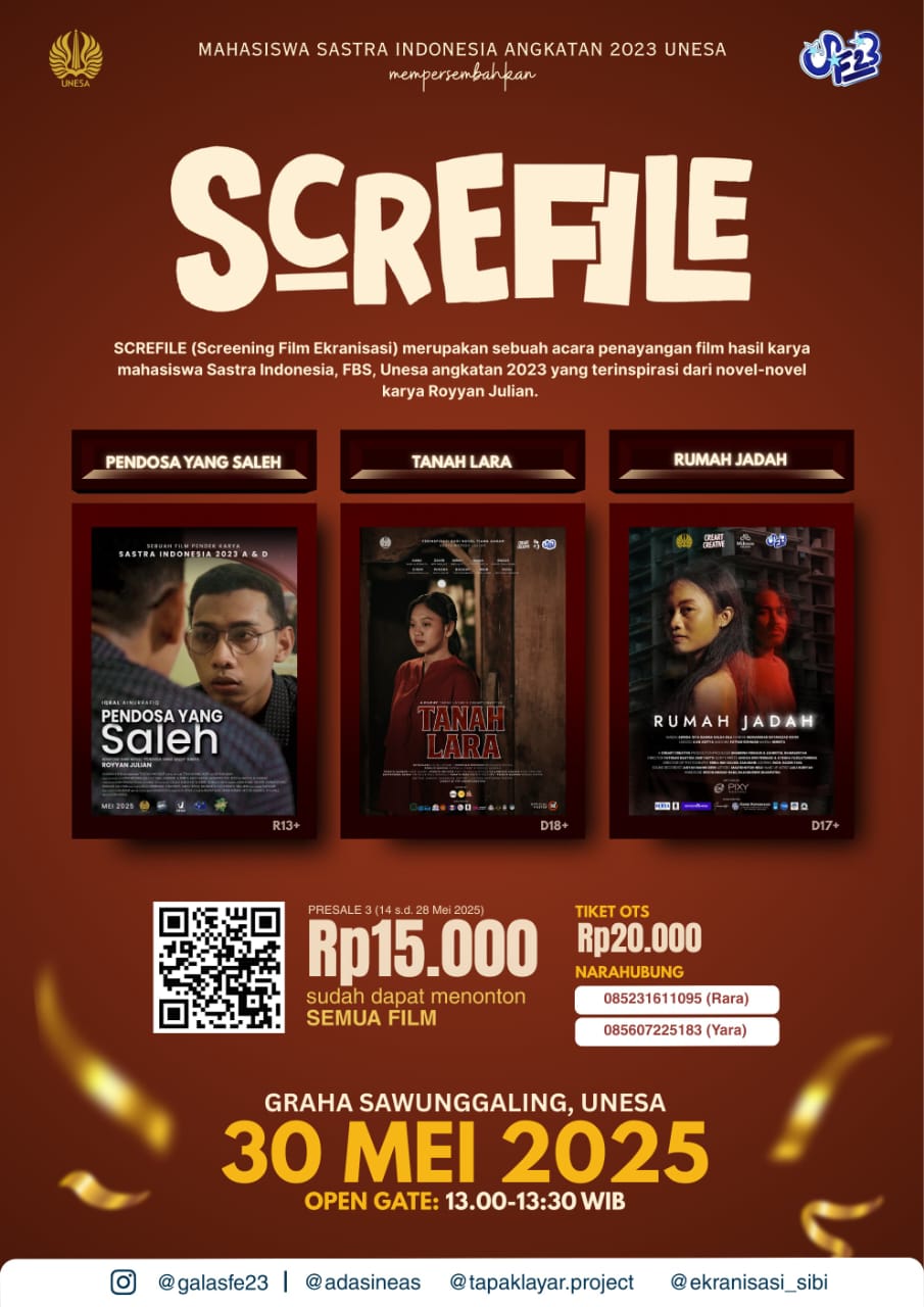 SCREFILE: Screening Film Ekranisasi Sastra Indonesia Unesa Angkatan 2023