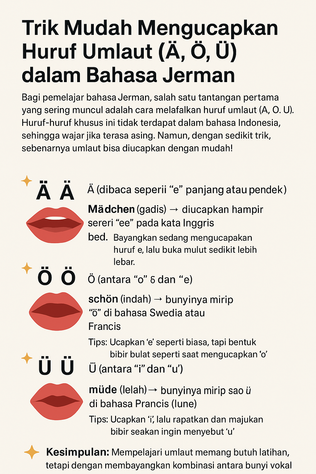 Trik Mudah Mengucapkan Huruf Umlaut (Ä, Ö, Ü) dalam Bahasa Jerman
