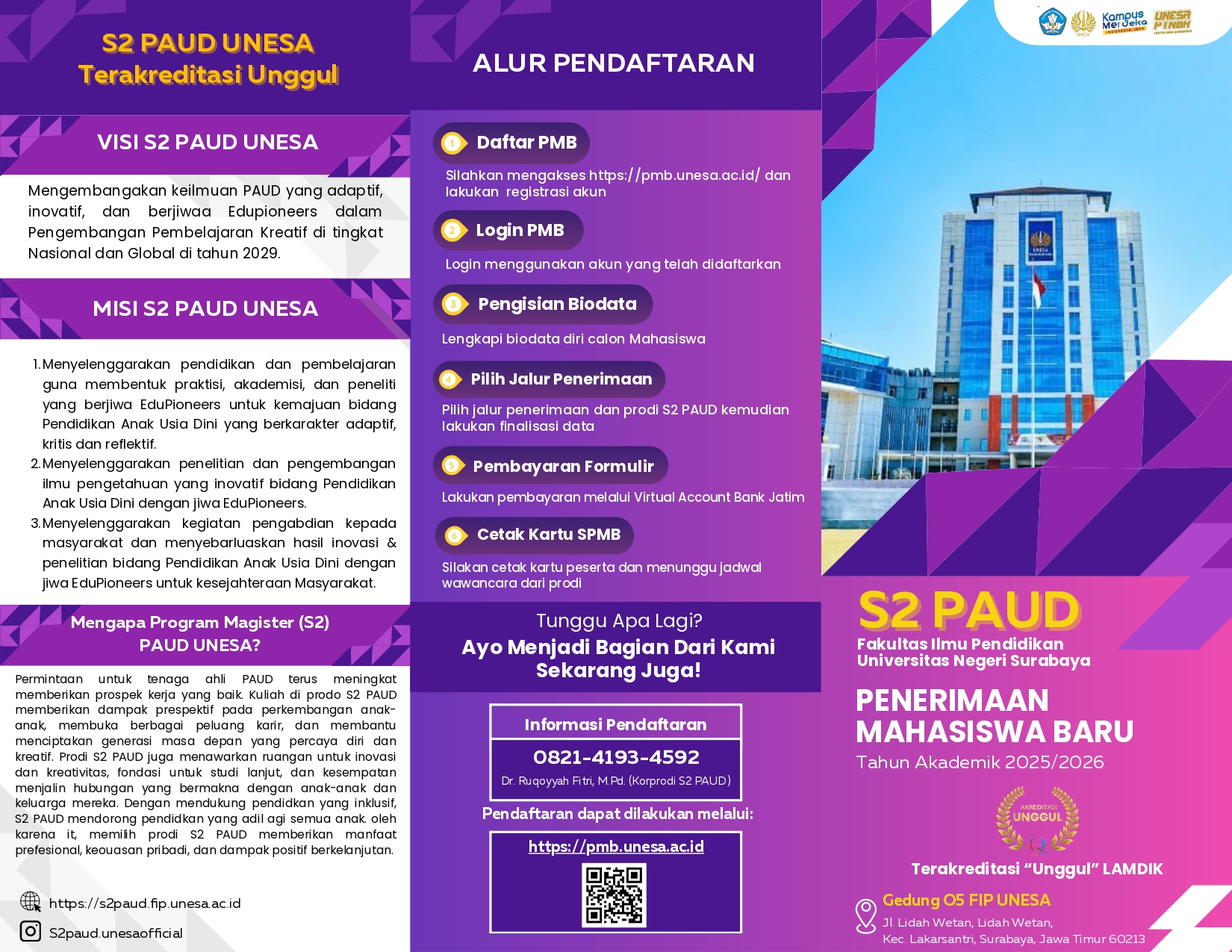 Pendaftaran Mahasiswa baru Program Studi (S2) PAUD Tahun Ajaran 2025-2026